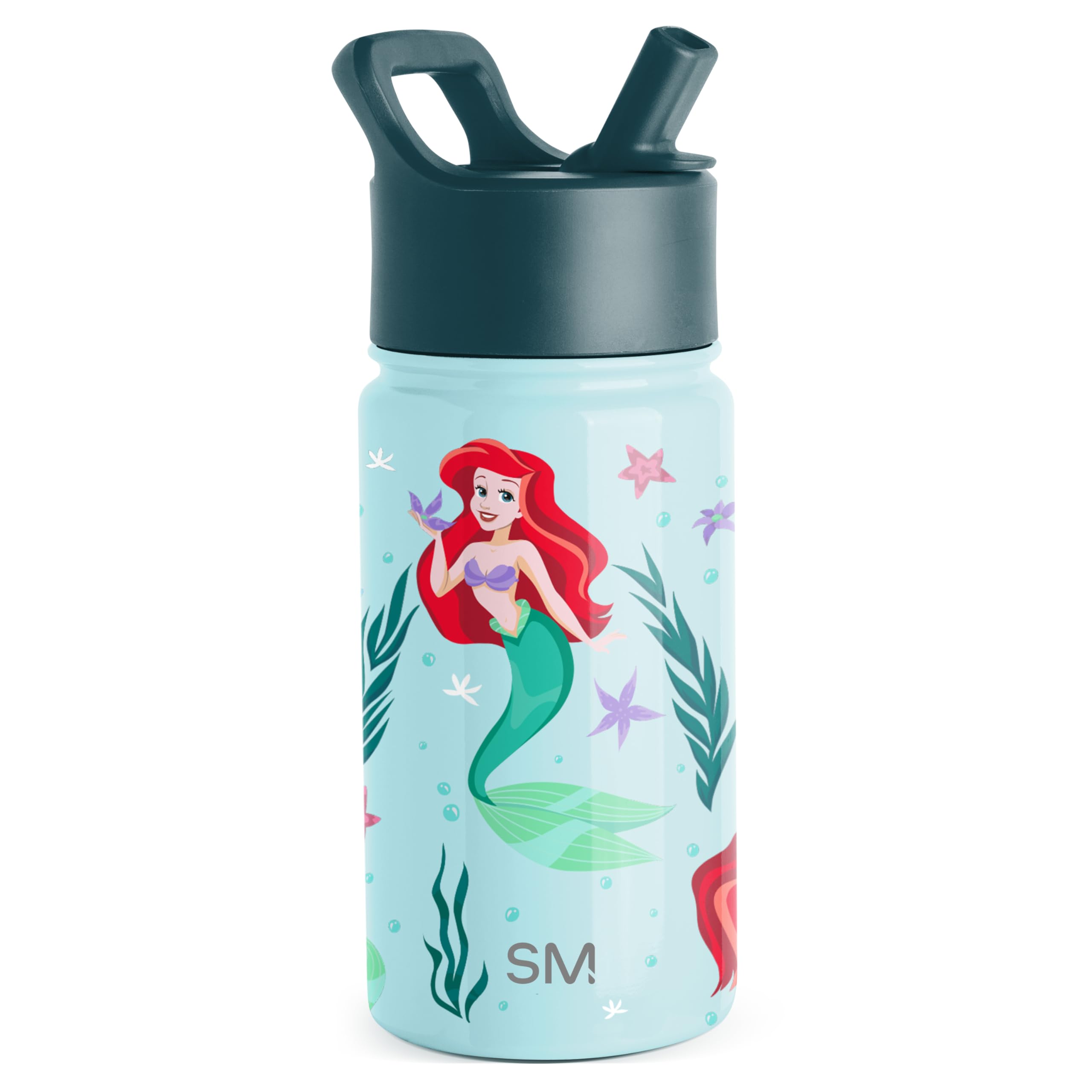 Simple Modern Disney The Little Mermaid Ariel Kids Water Bottle with Straw Lid | Reusable ...