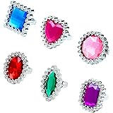 Amazon.com: Shappy 72 Pieces Plastic Colorful Rhinestone Gem Rings ...