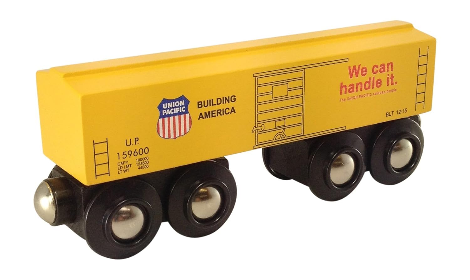 Amazon.com: Union Pacific Yellow Boxcar magnetic wooden train: Toys & Games