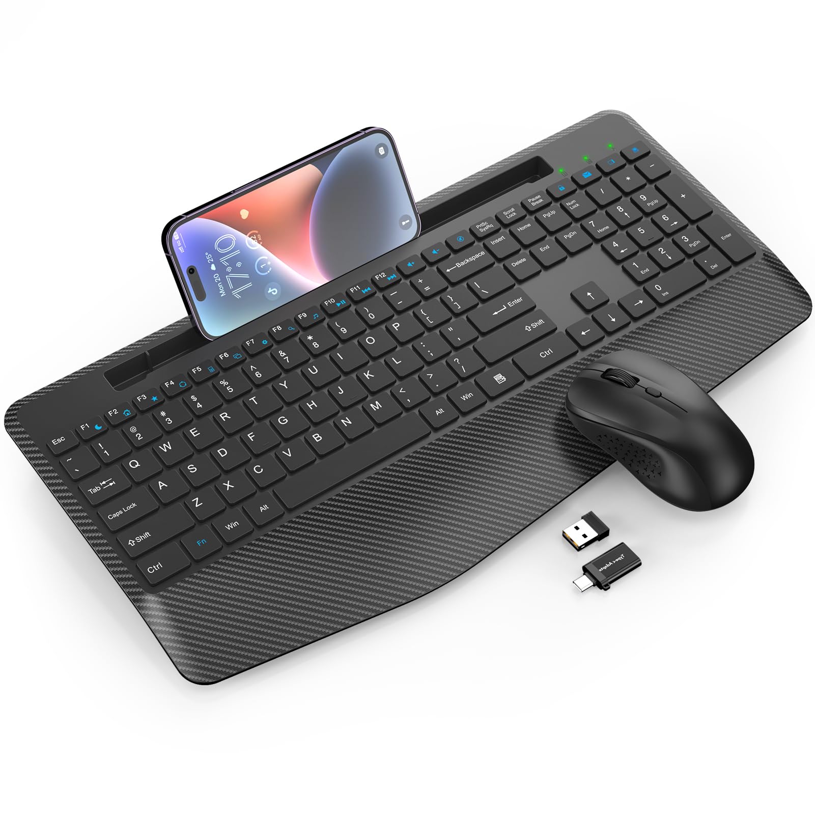 Mua Wireless Keyboard and Mouse Combo, Wrist Rest, Phone Holder ...