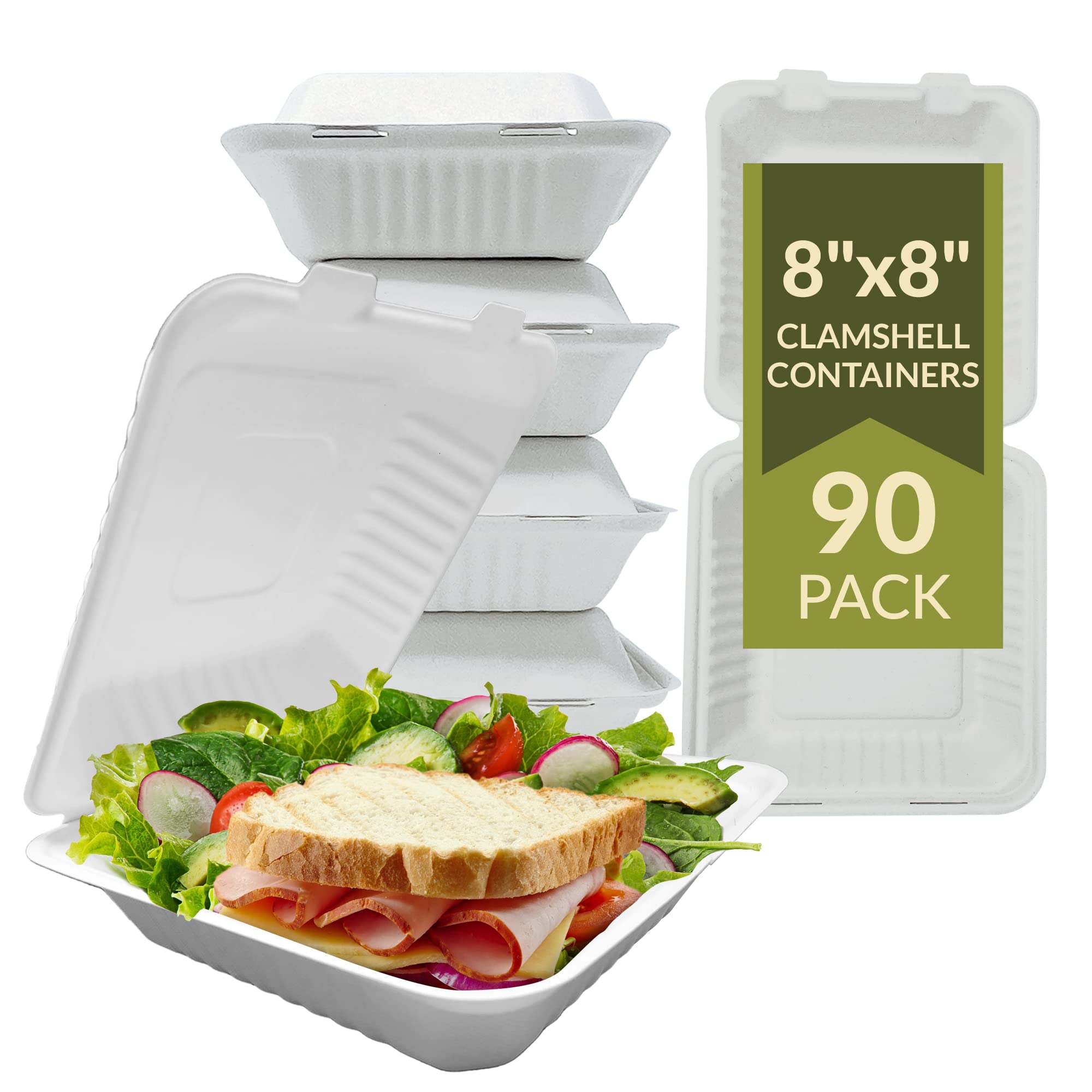 Mua Reli. Compostable Clamshell To-Go Containers (90 Pack), 8x8 Inch ...