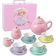 Porcelain Tea Set for Girls - Pastel with Gold Polka Dot Tea Party Set ...