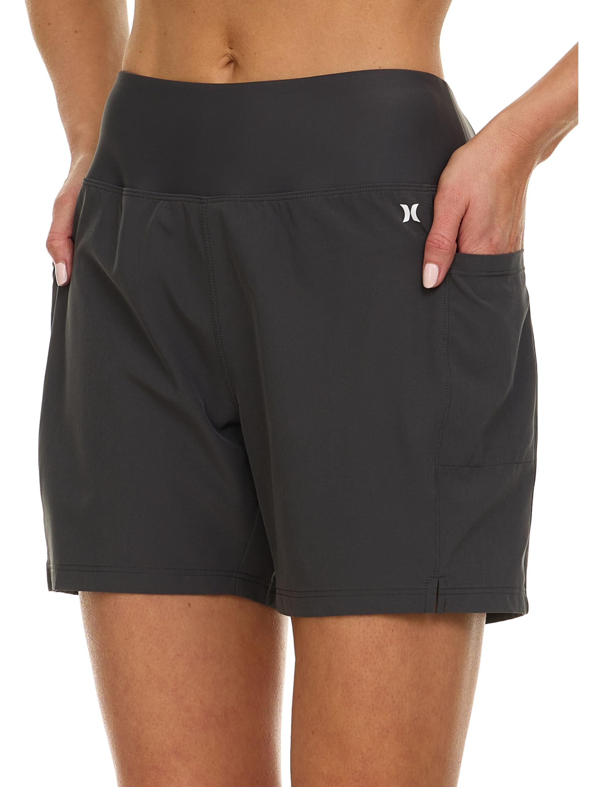 Hurley High Waisted Swim Shorts Women, 5" Board Shorts with Pockets ...