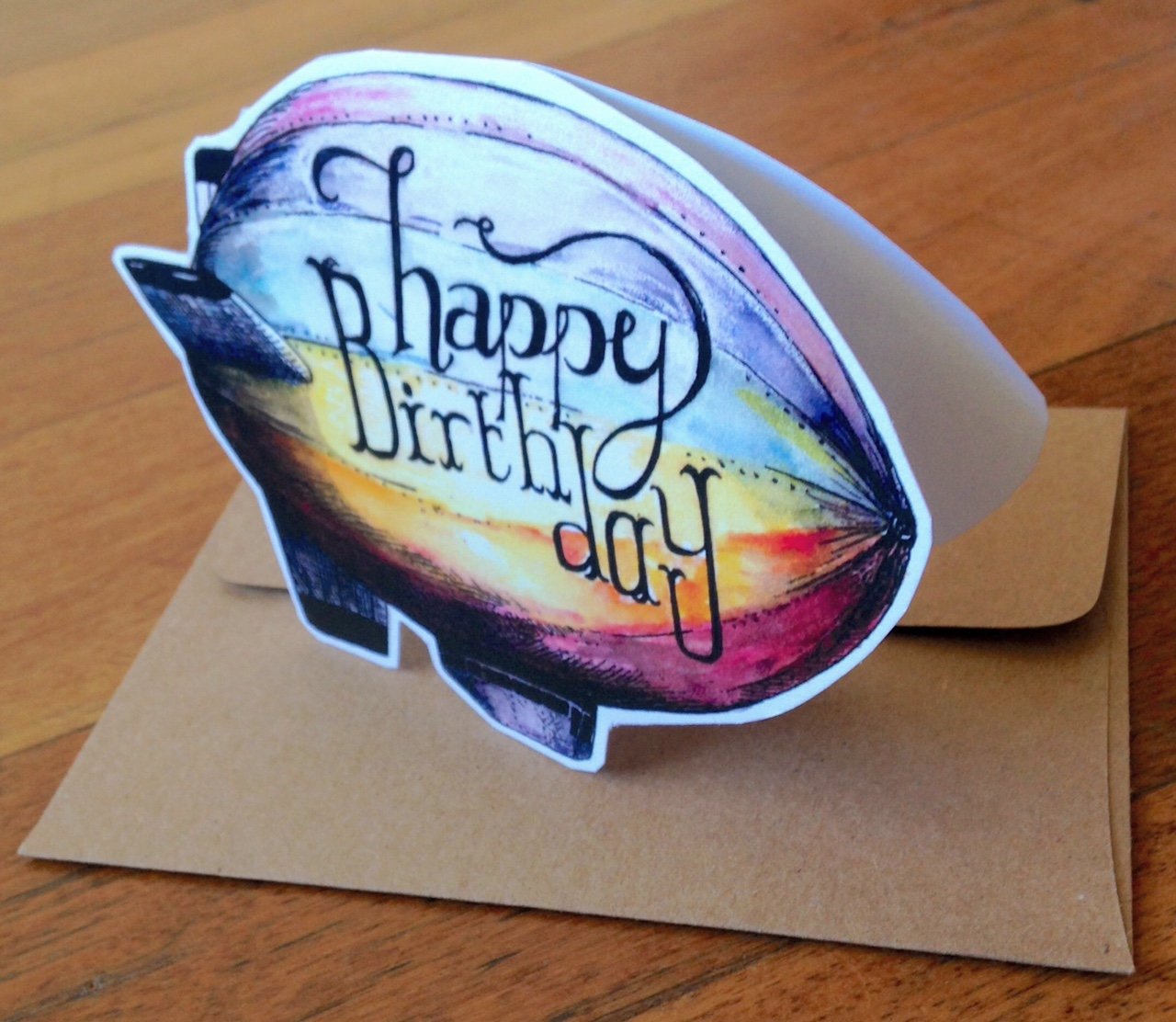 Amazon.com: Birthday Card - Dirigible Balloon Blimp shaped Steampunk ...