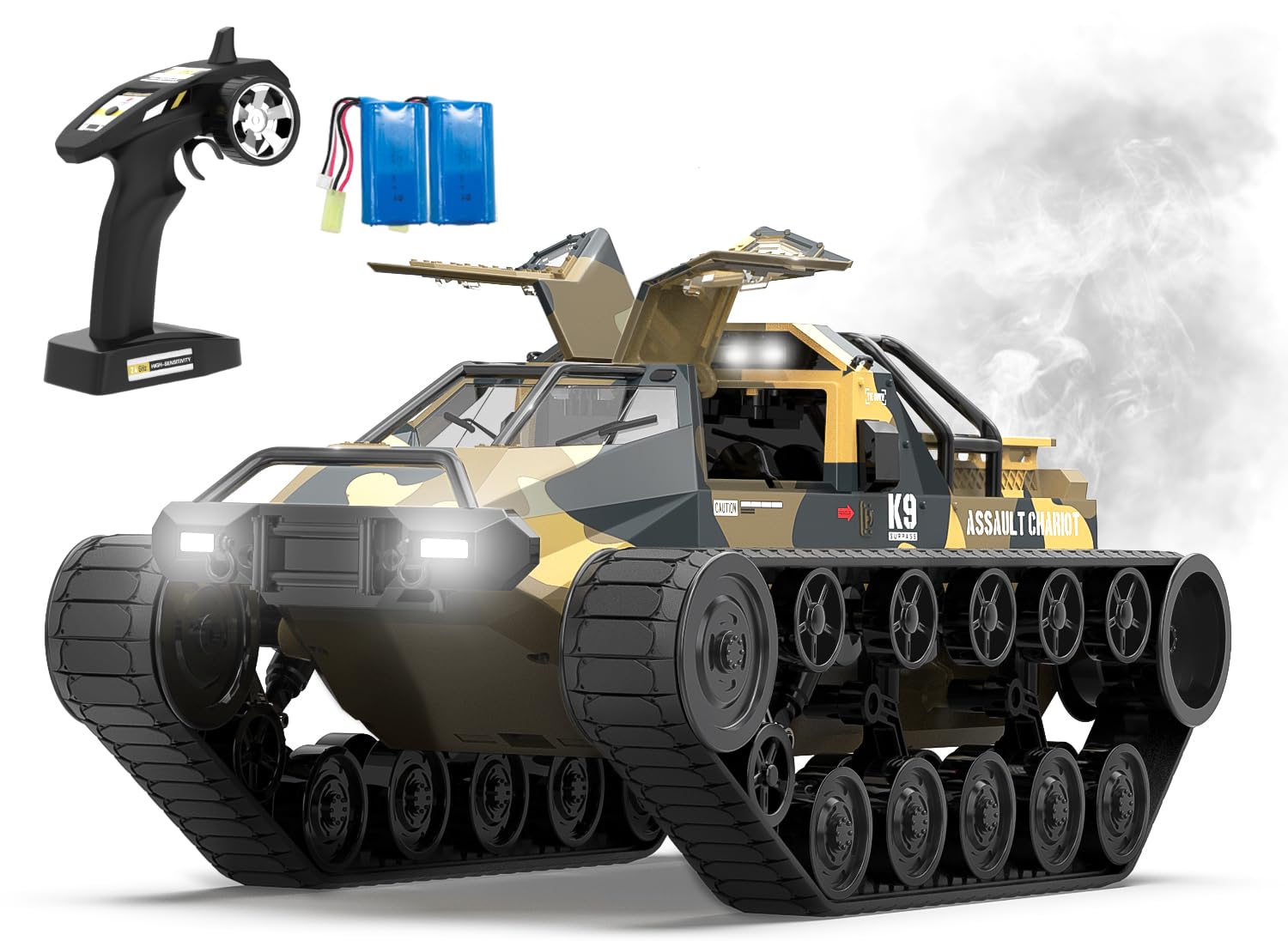 RACENT Remote Control Tank 1:12 Scale 2.4Ghz Off-Road Crawler All Terrain 4WD 360°Rotating ...