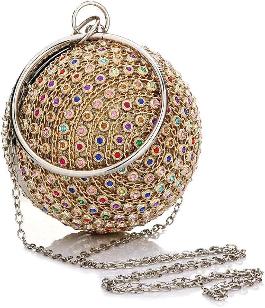 Women's Vintage Ball Evening Bag Rhinestone Ring Handle Purse Clutch ...