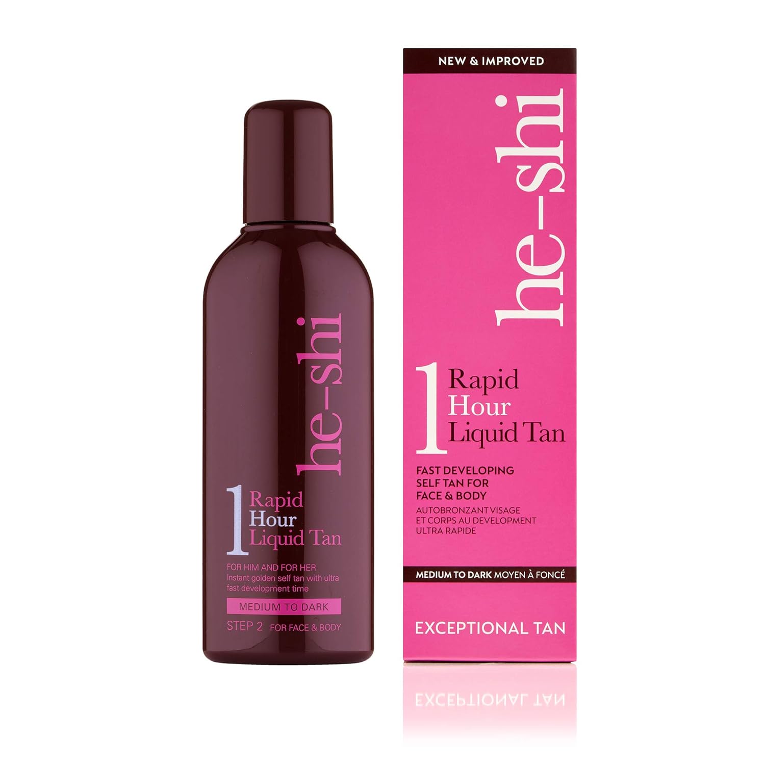 He-Shi Rapid 1 Hour Liquid Tan - Vegan Instant Tan, Results in 60 mins ...