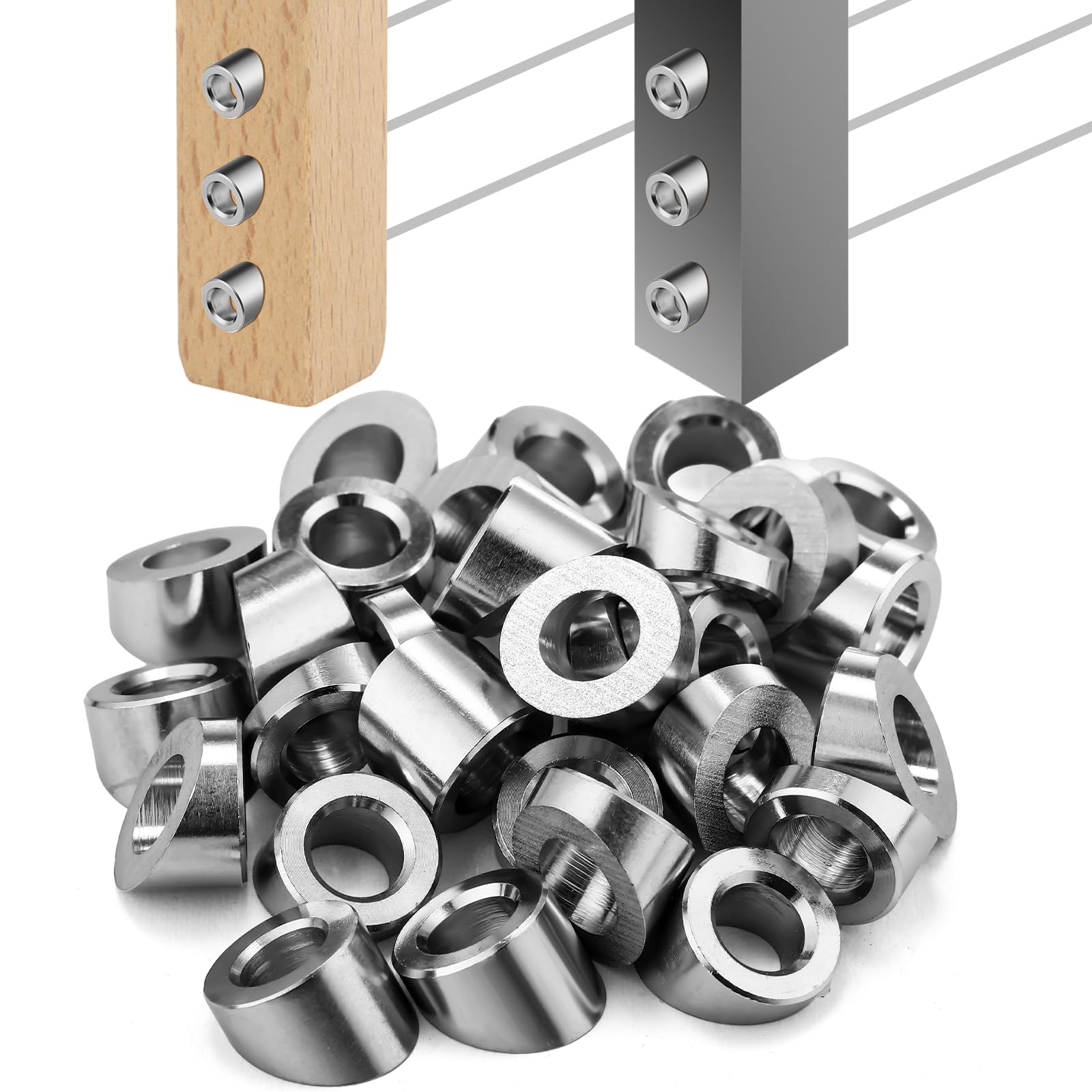 Moxweyeni 30 Pack 3/8" ID Angle Washer for Cable Railing Kit Stainless ...
