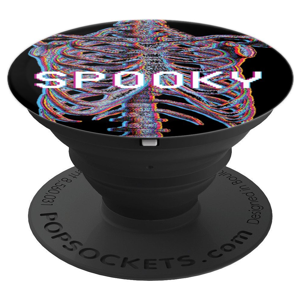 Halloween Vaporwave Goth SPOOKY Skeleton Glitch Art - PopSockets Grip ...