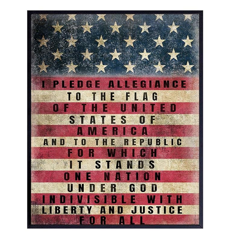 Amazon.com: Patriotic American Flag Pledge of Allegiance Wall Art Print ...
