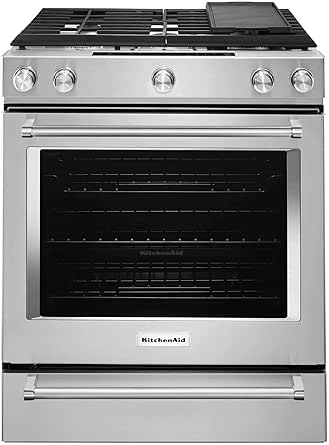 Amazon.com: KitchenAid KSDB900ESS 7.1 Cu. Ft. 5 Burner Dual Fuel Slide ...
