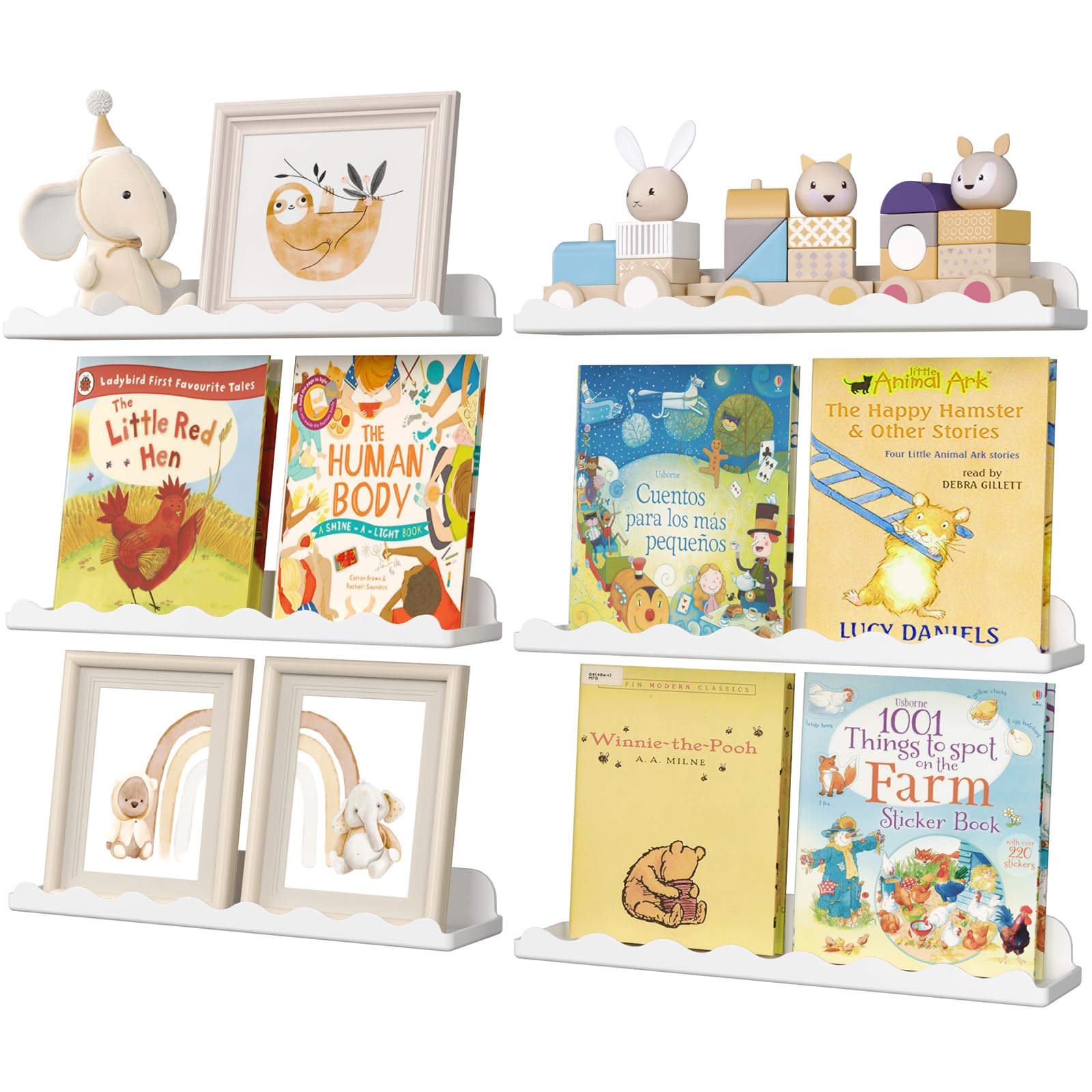 Lifewit Kids Bookshelf 6 Pack, 15" Plastic Floating Shelves for Wall ...