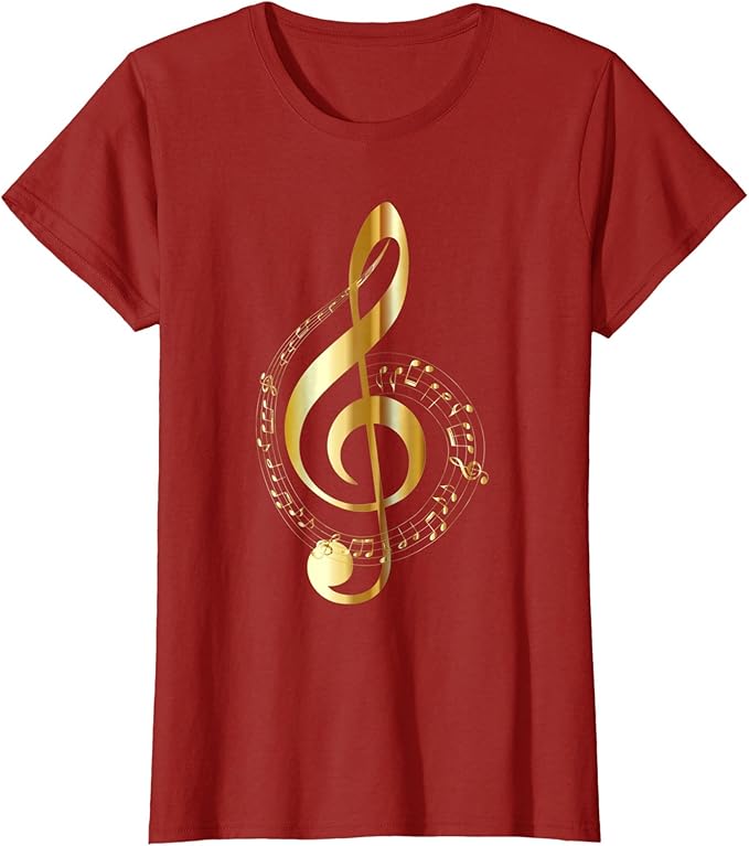 Amazon.com: Music Note T Shirt Gold Clef Musical Symbol for Musicians ...