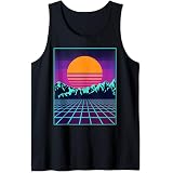 Amazon.com: Retro 80s Aesthetic Vaporwave Outrun Style Sun T-Shirt ...