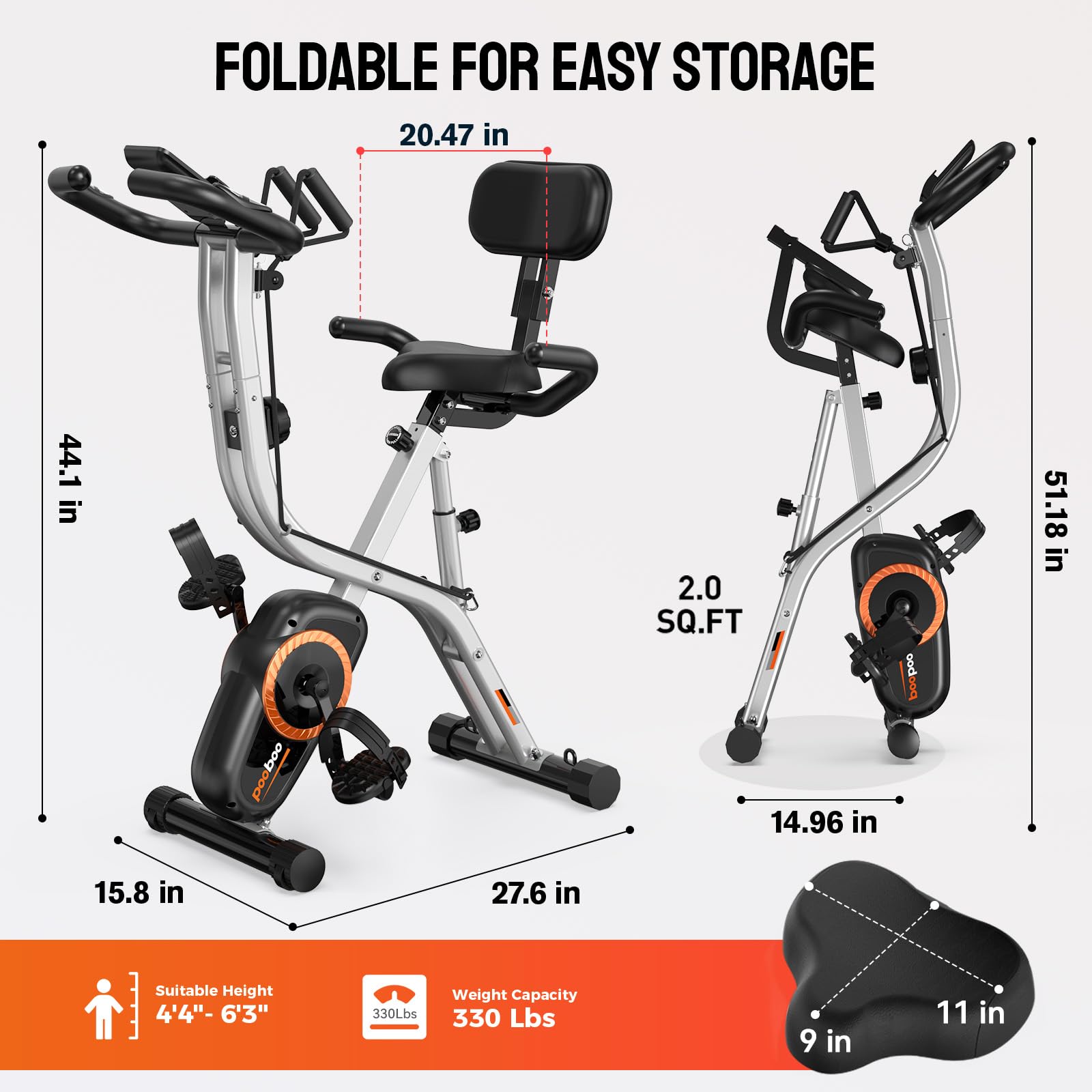 Mua Pooboo Folding Exercise Bike Magnetic Resistance, Multi-functional ...