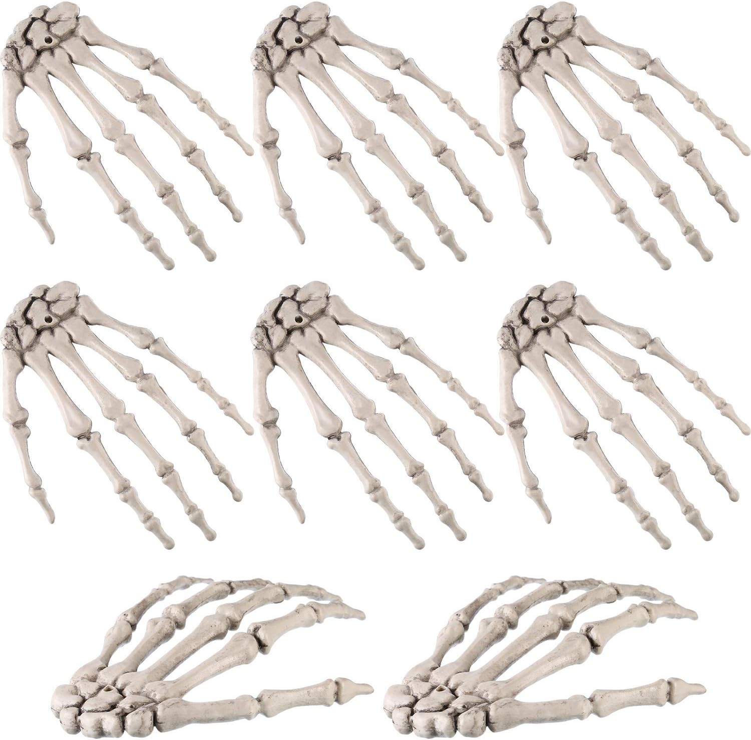 8 Pieces Halloween Realistic Life Size Skeleton Hands Plastic Fake ...