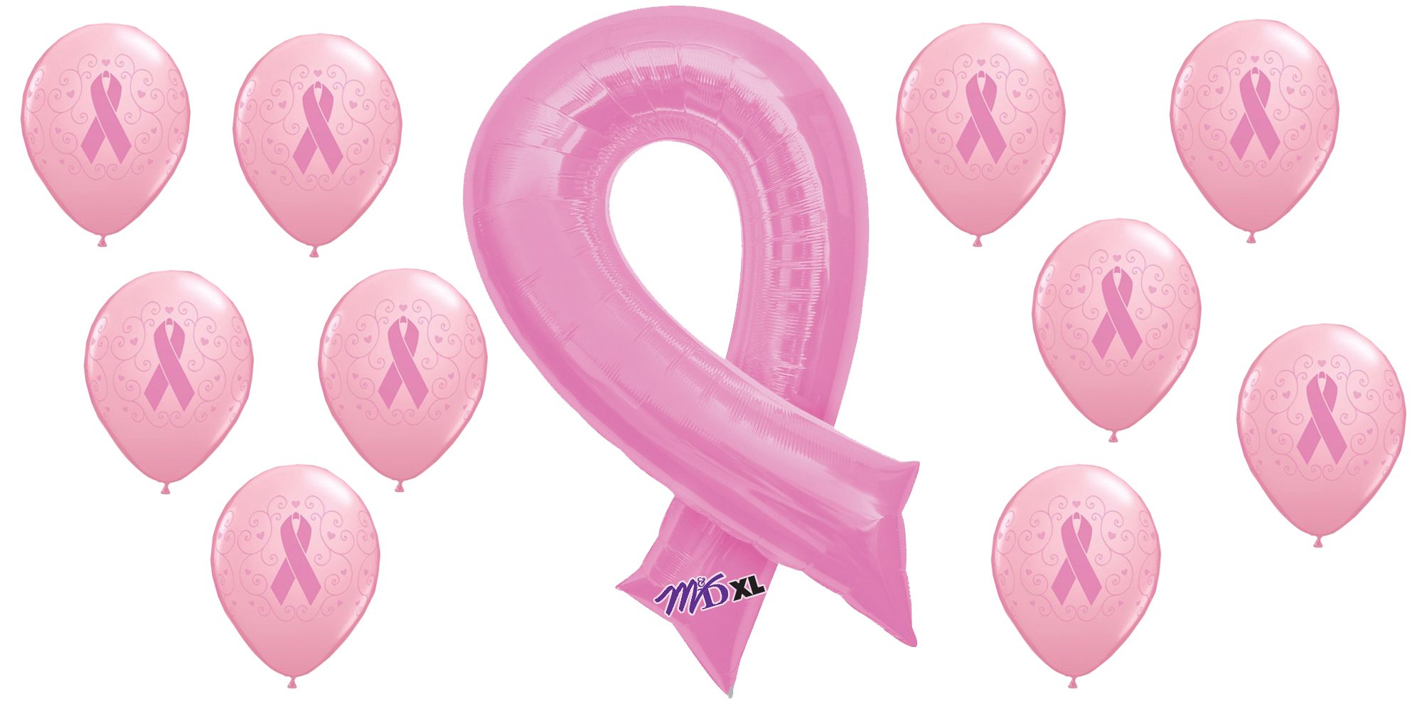 Amazon.com: Breast Cancer Awareness Pink Ribbon Jumbo 36" Foil Balloons ...