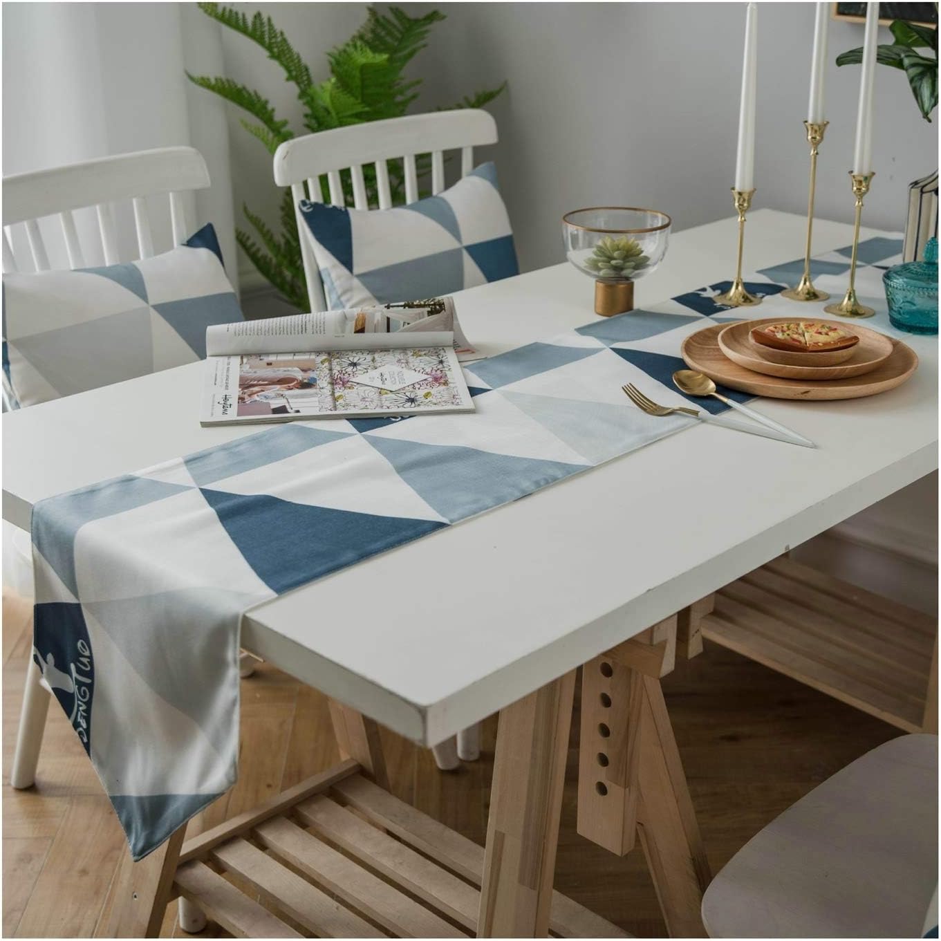 ANAZOZ Mantel Camino de Mesa Triángulo con Ciervo Camino Mesa Poliéster ...