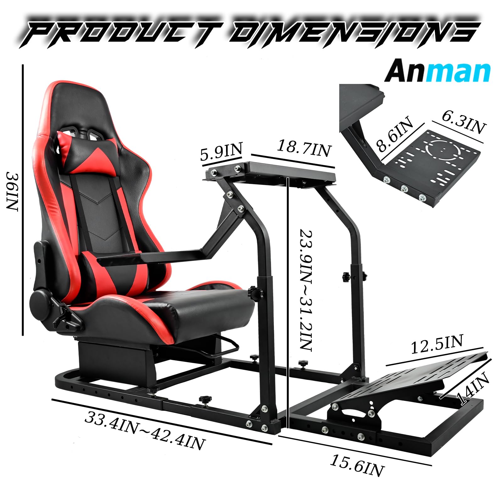 Anman Generic Racing Simulator Cockpit With Racing Seat Fit For ...