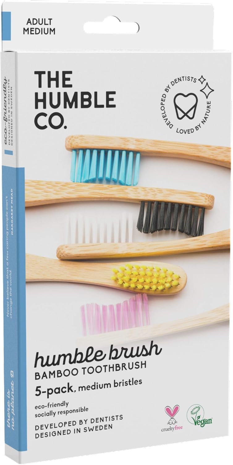 The Humble Co. Bamboo Toothbrush Family Pack (5-p) | Medium Bristles ...