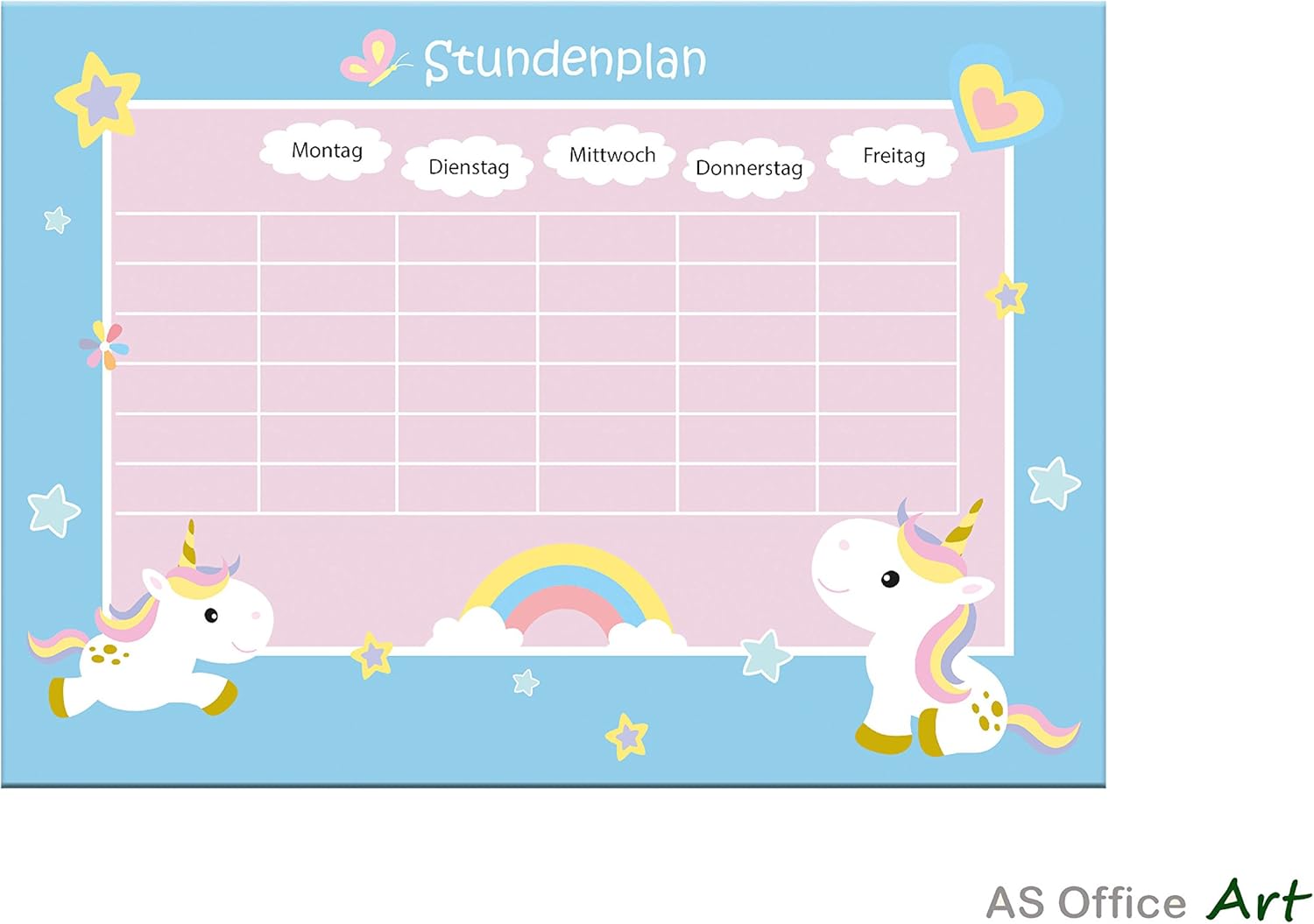 Timetable Unicorn Design For A4 300 g/m2 (School Children & Girls ...