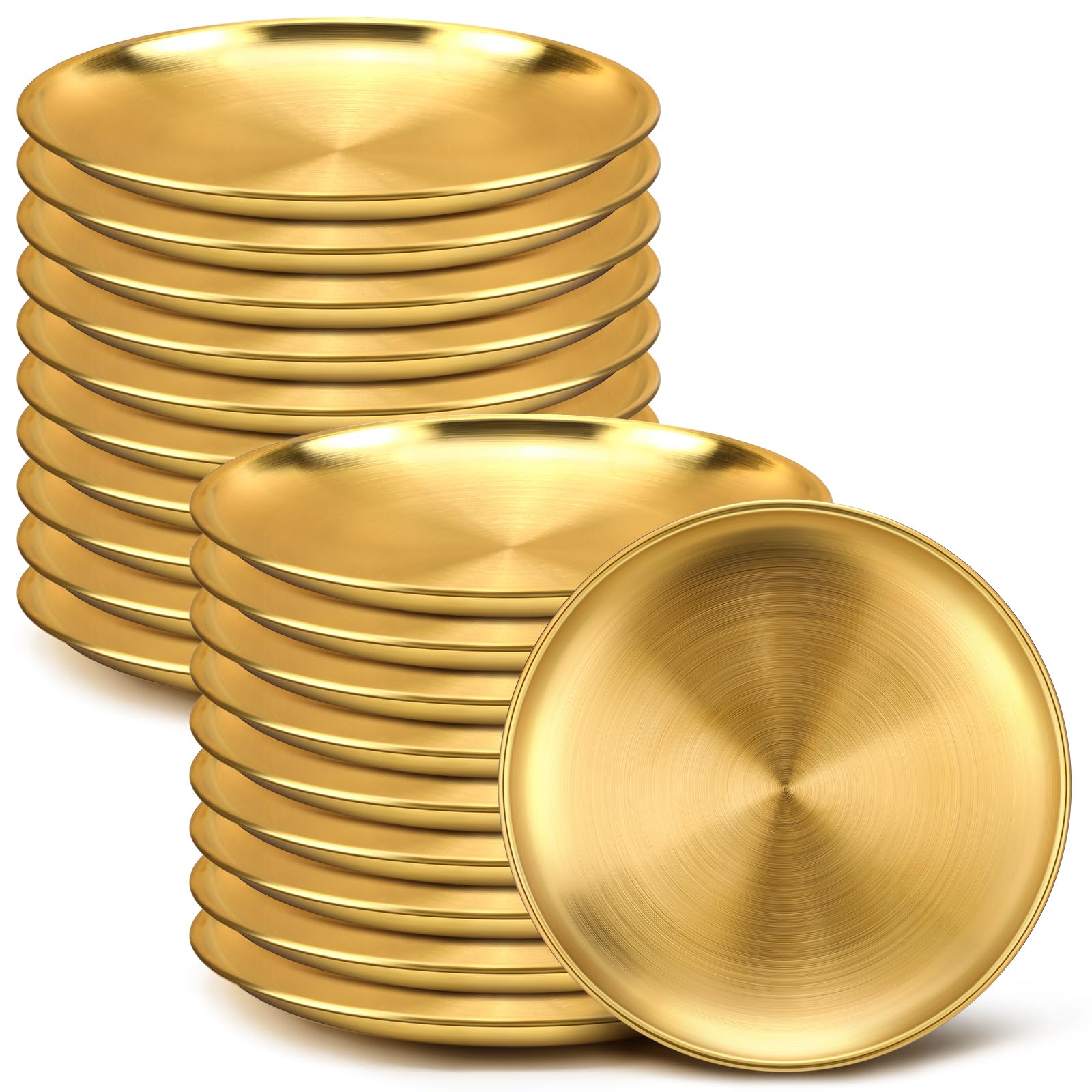 Nuogo 20 Pieces Stainless Steel Gold Plates 6.5 Inch Gold Dinner Plates ...