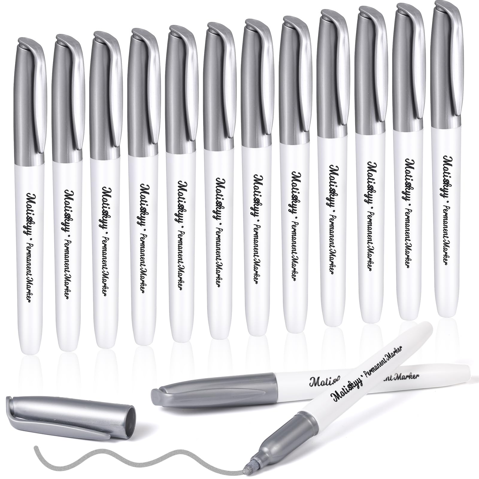 Motiskyy 12 Pcs Metallic Permanent Markers Bulk Gold Silver Pens Fine ...