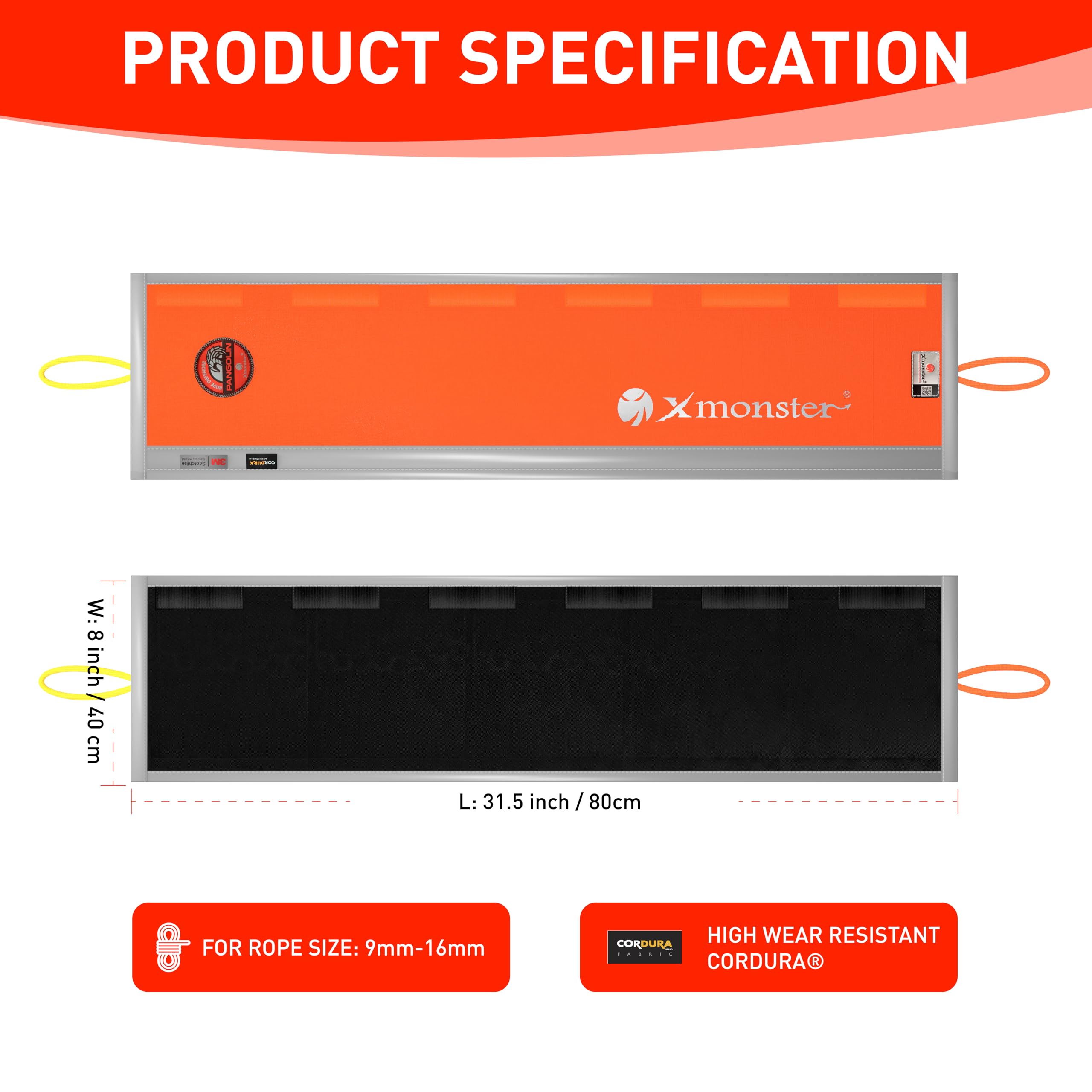 Xmonster Pangolin Chafe Guard High Wear Resistance Rope Defender Rope Protector 8"×2.6‘ on ...