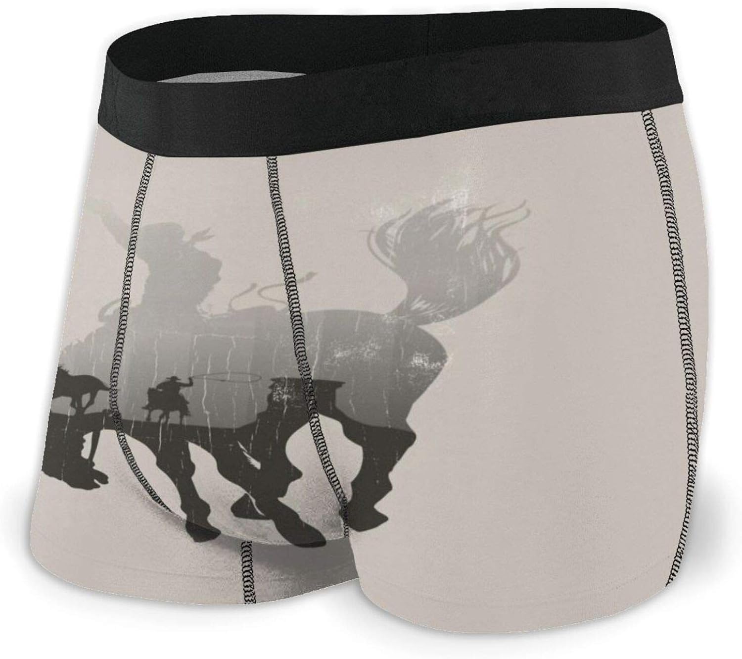 Cowboy Chasing Wild Horse in The Desert Mens Underwear Breathable Boxer ...