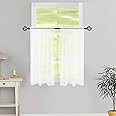 Amazon.com: Karseteli Semi Voile White Sheer Curtains 40 Inches Long 2 Panels Rod Pocket Window ...