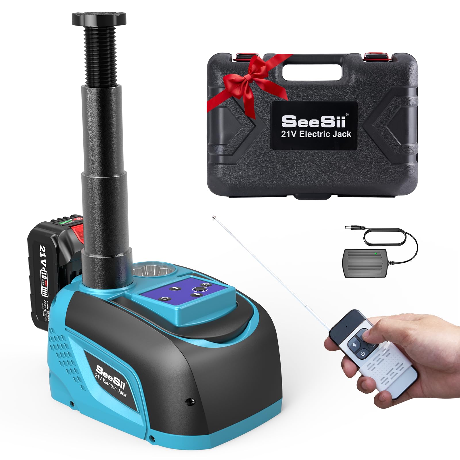 Seesii Electric Car Hydraulic Jack, 5Ton 21V Battery Powered Car Jack ...