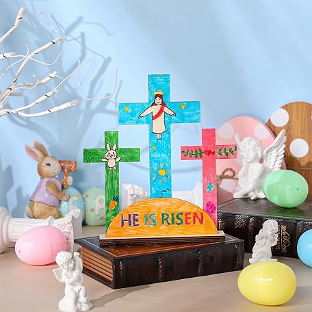 Mua Blueweenly 6 Sets DIY Wood Cross Crafts for Kids He is Risen Craft ...