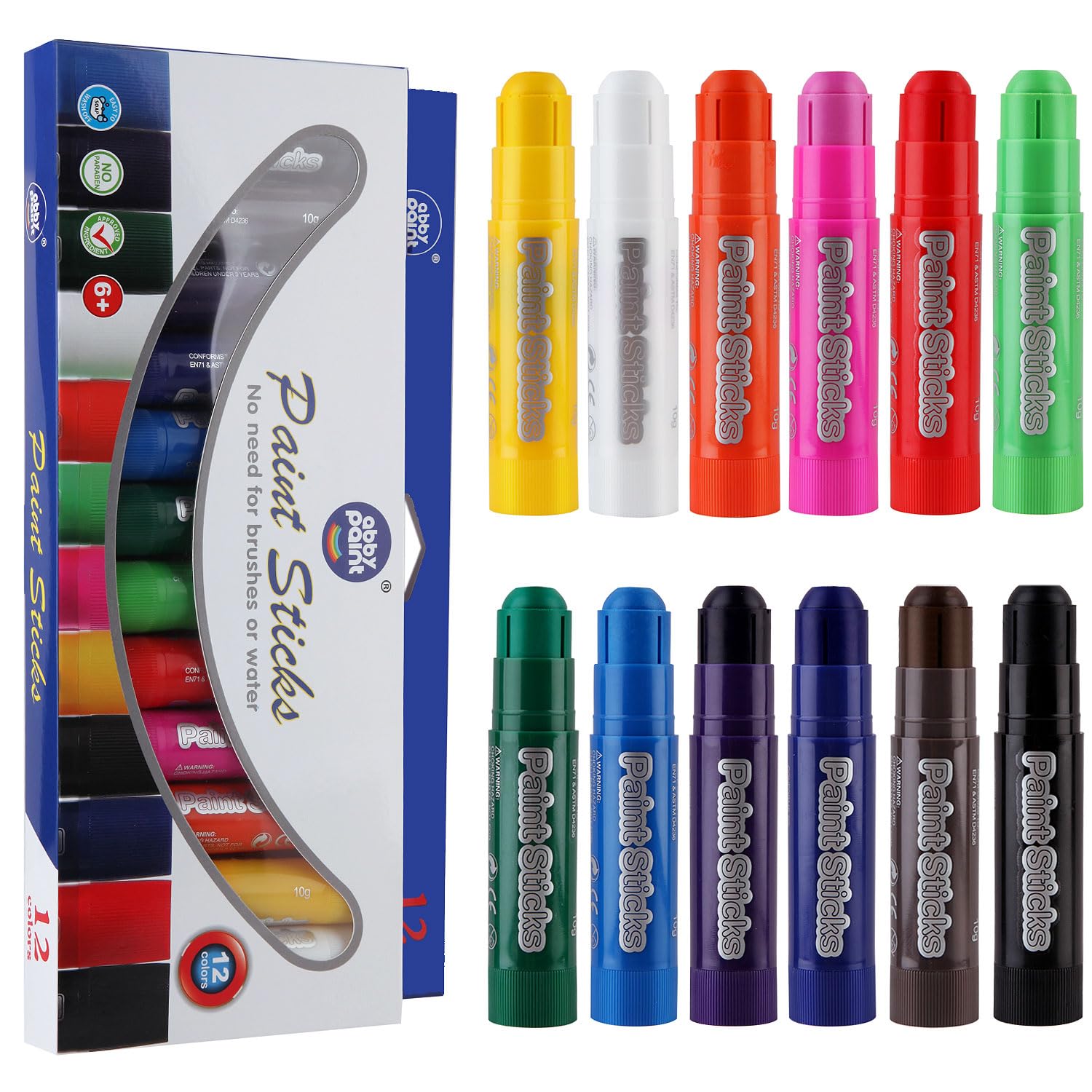 Dapiton 12 Colors Solid Tempera Paint Sticks?Poster paint,Washable ...