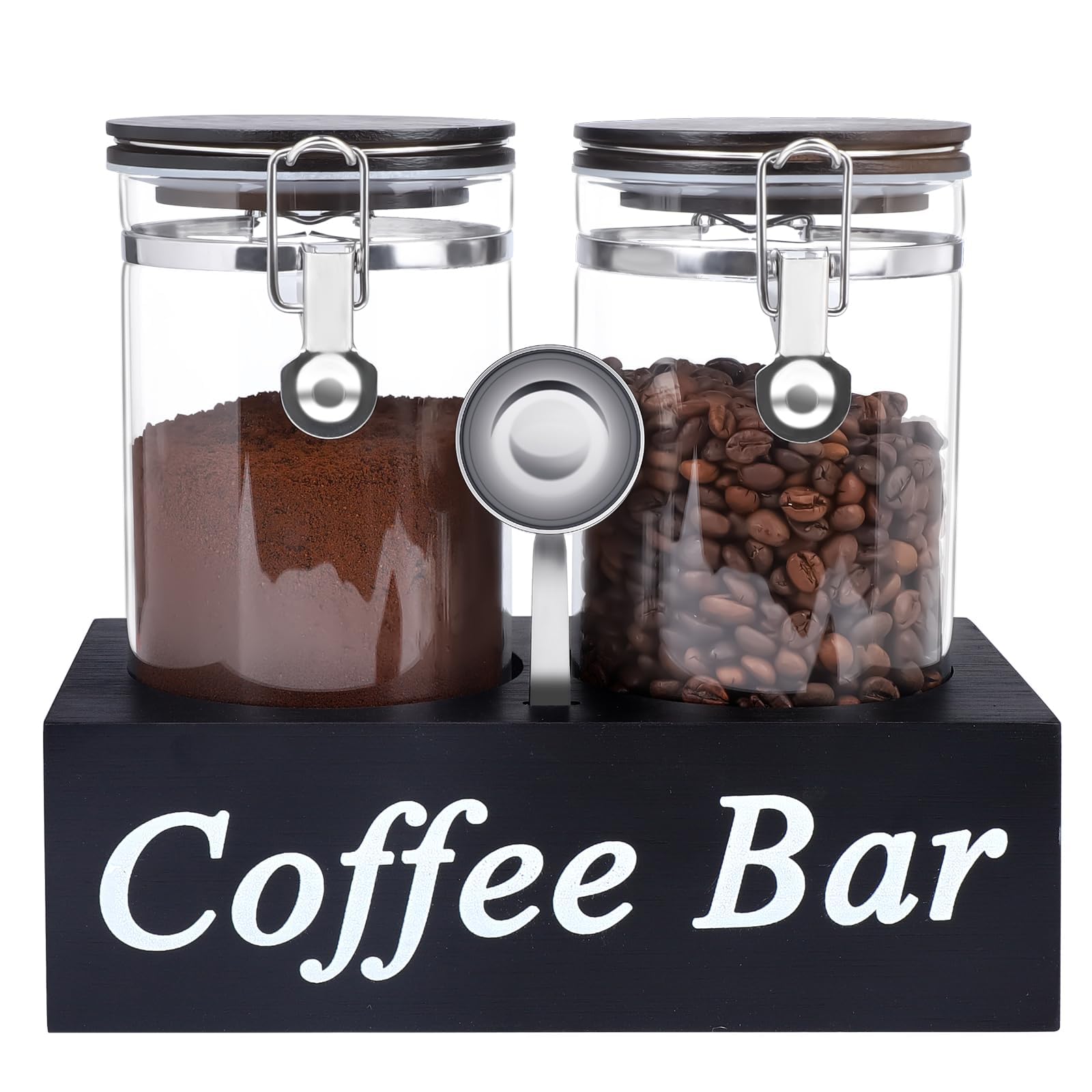 WYTAOHZL 2PCS Glass Coffee Containers with Shelf 54 oz Coffee Station ...