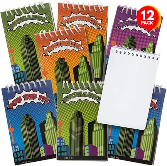Amazon.com: ArtCreativity Mini Superhero Notebooks, Pack of 12, Small ...