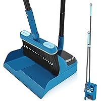 Folews Broom and Dustpan Set, Dust Pan and Broom with Long Handle Heavy Duty Broom Dustpan Combo ...