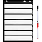Amazon.com: 4 Pieces Magnetic Pocket Chart for Classroom with 40 Dry ...