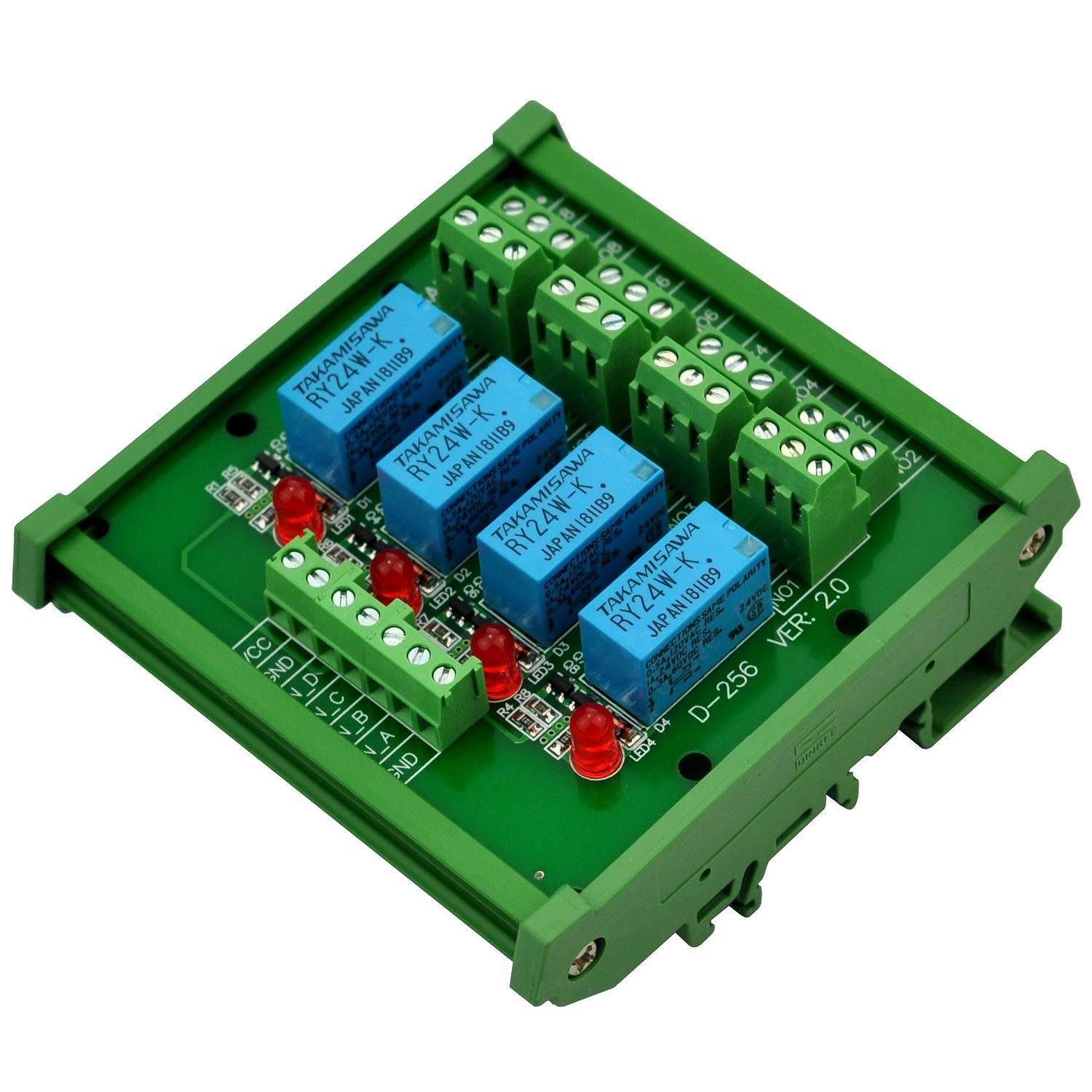 Electronics-Salon DIN Rail Mount 4 DPDT Signal Relay Interface Module ...