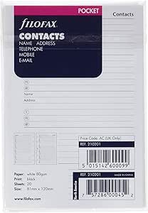 Amazon.com : Filofax Pocket Name/Address/Phone (B210201) : Appointment ...