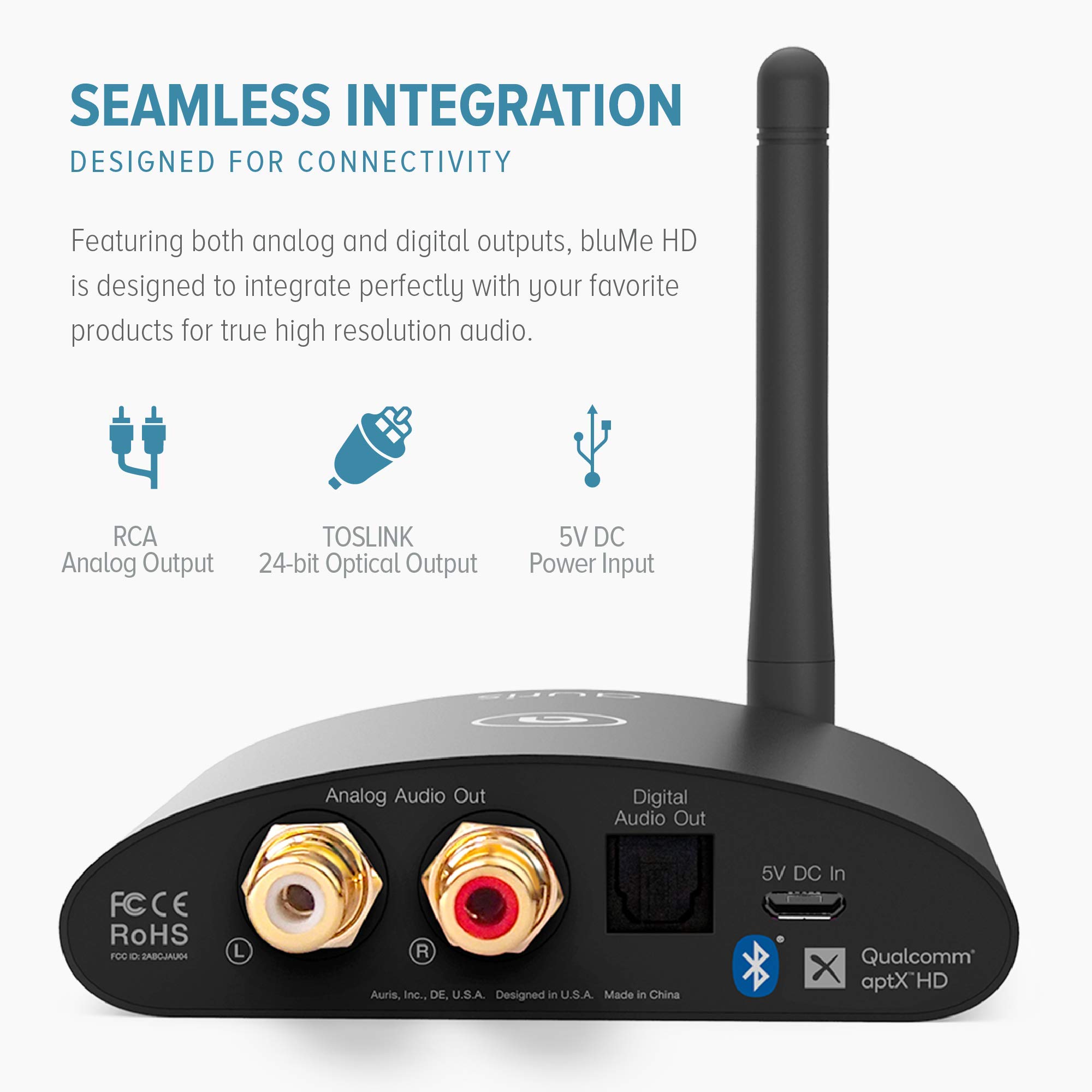 Auris Blume HD Long Range Bluetooth 5.0 Music Receiver Hi-Fi Wireless ...