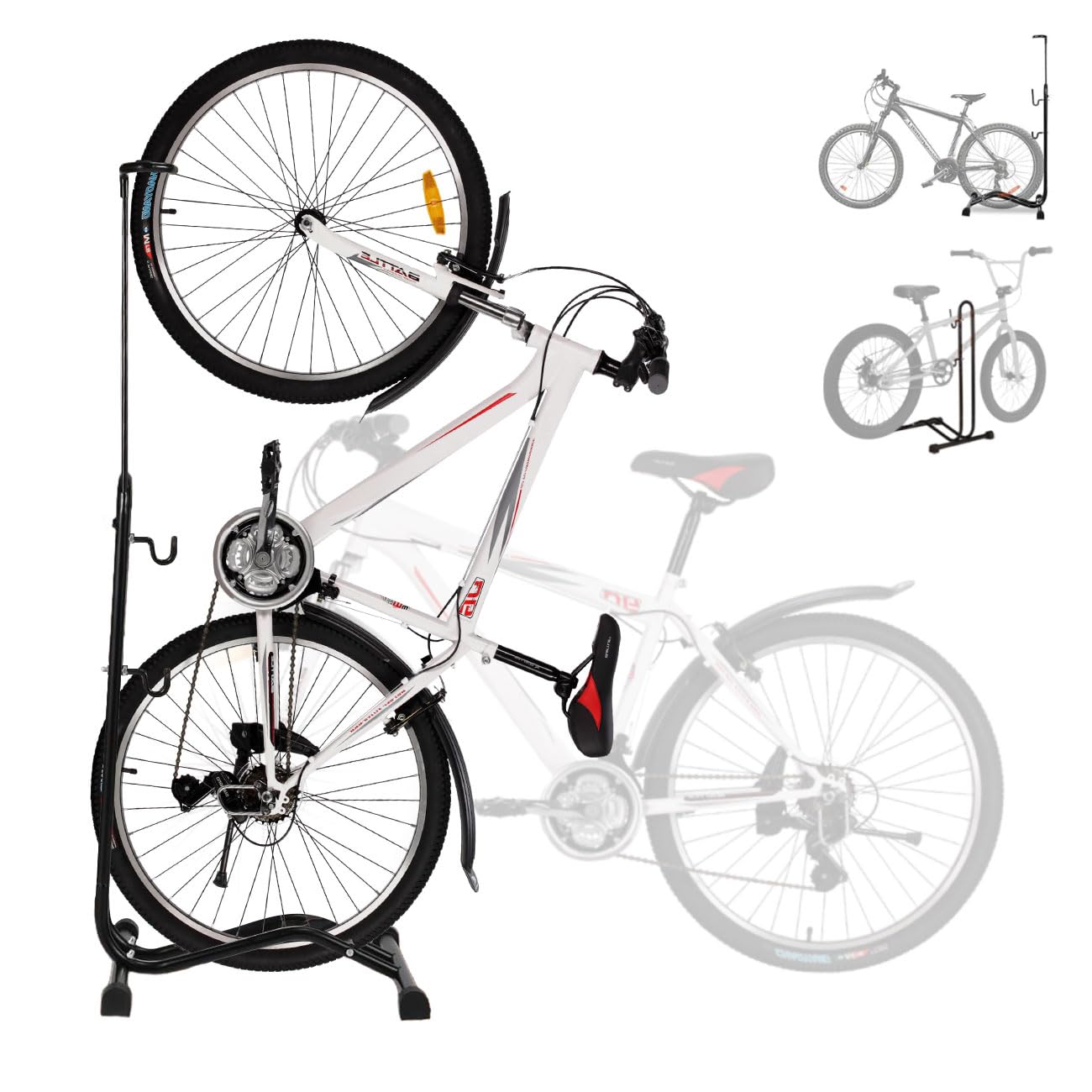 Upright Bike Stand Vertical and Horizontal Adjustable Height Bicycle ...