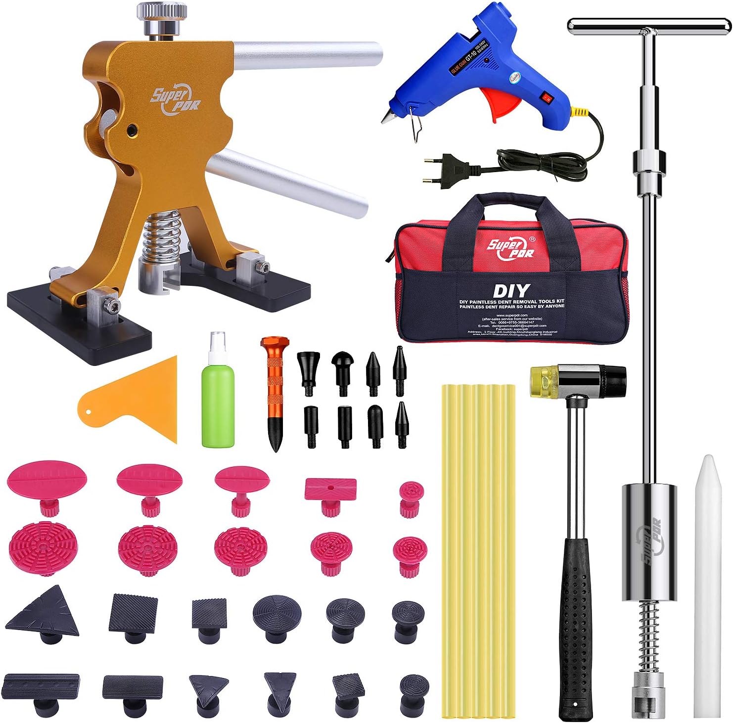 Fly5D Paintless Dent Repair Kit，Dent Puller With T-bar and Golden Dent ...