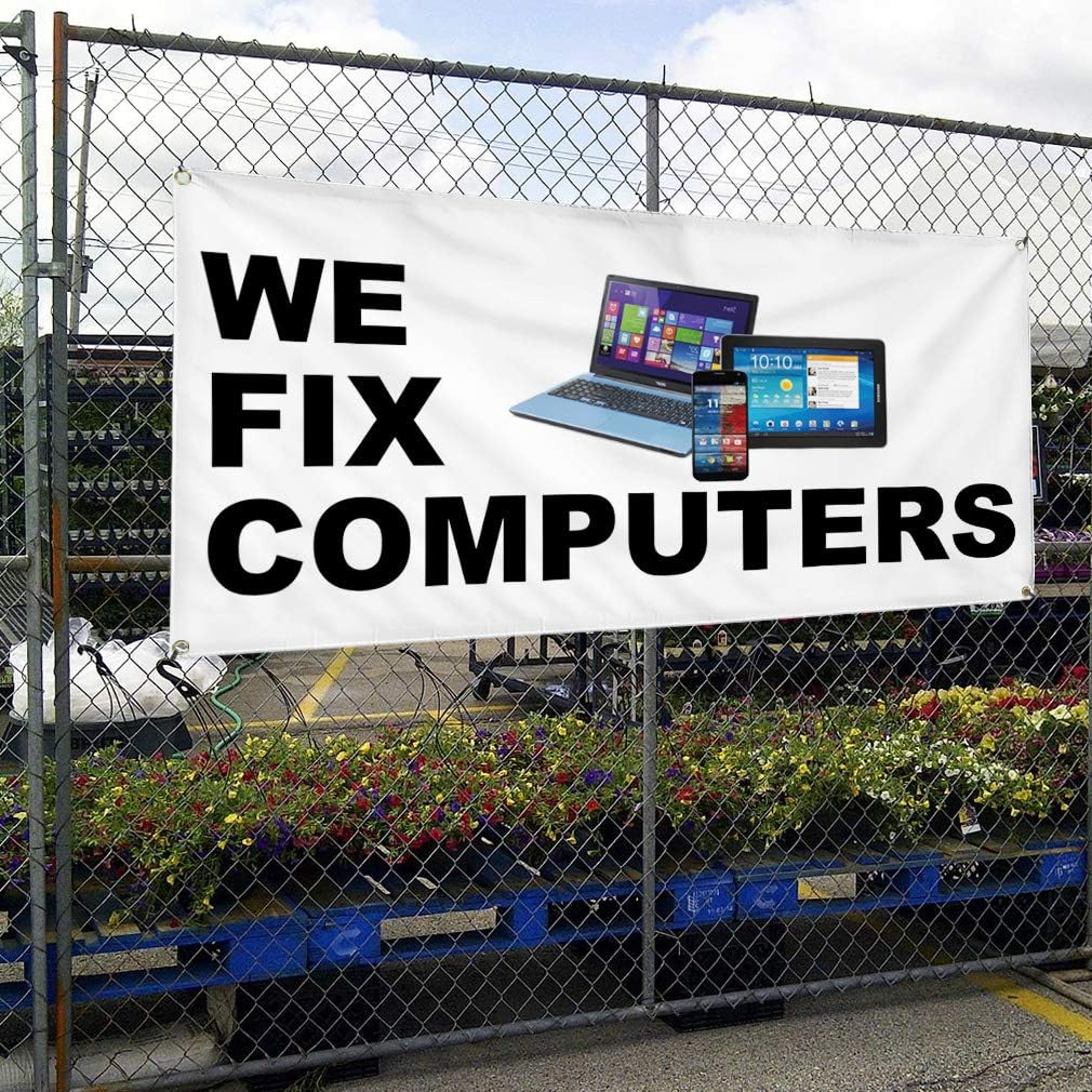 Industrial & Scientific Vinyl Banner Multiple Sizes We Fix Computers ...