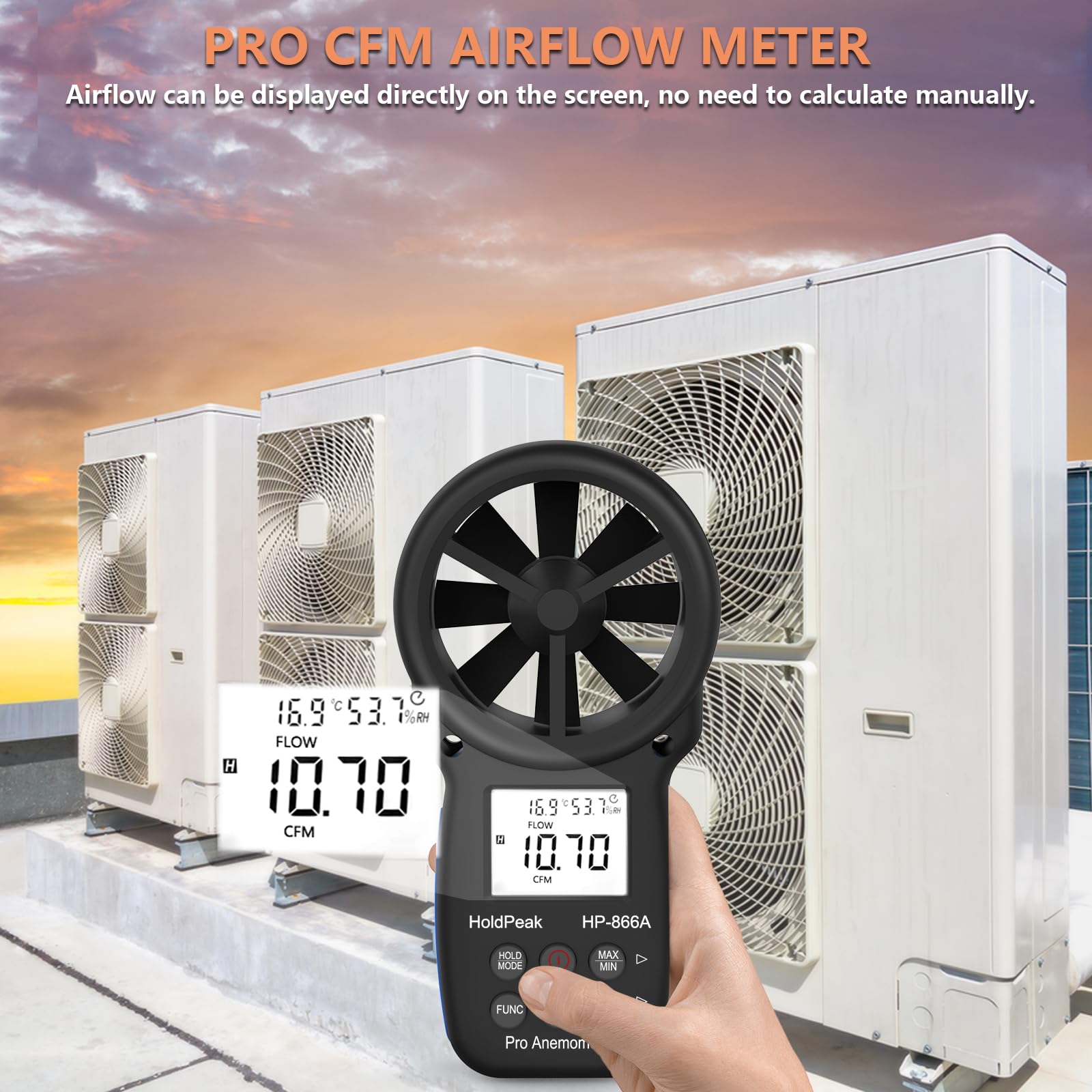 Mua Holdpeak 866A Anemometer HVAC, Pro CFM Air Flow Meter for Wind ...