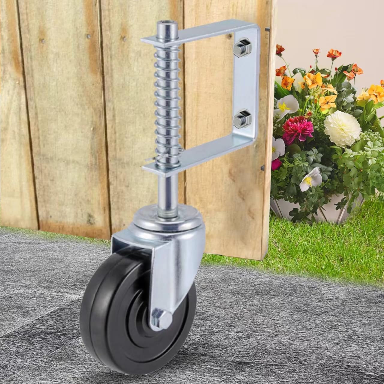 Gate Caster 4”and 5", Heavy Duty Gate Caster Wheel with Spring Loaded ...