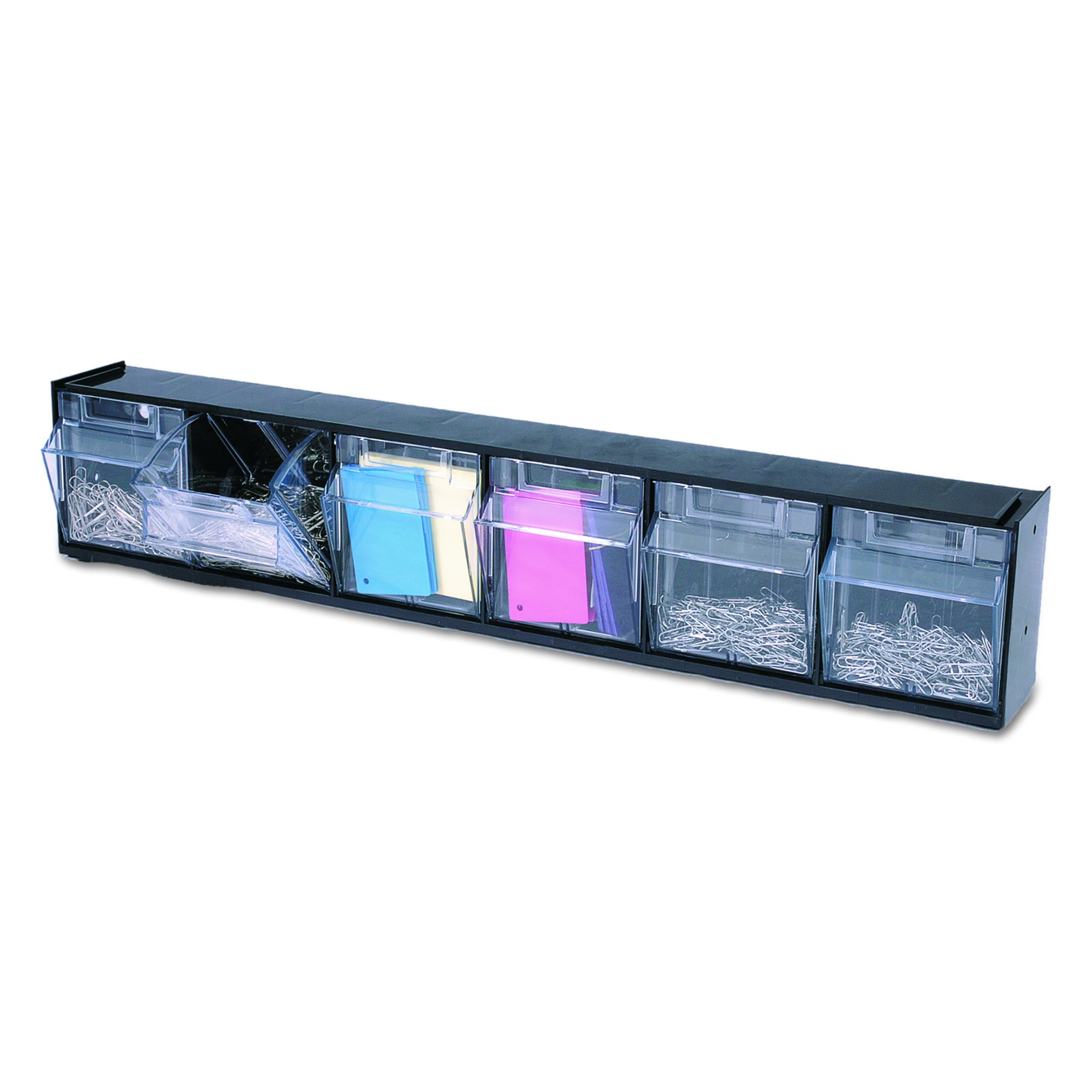 Deflecto 20604OPU Six-bin horizontal tilt bin storage system, 23-5/8w x ...