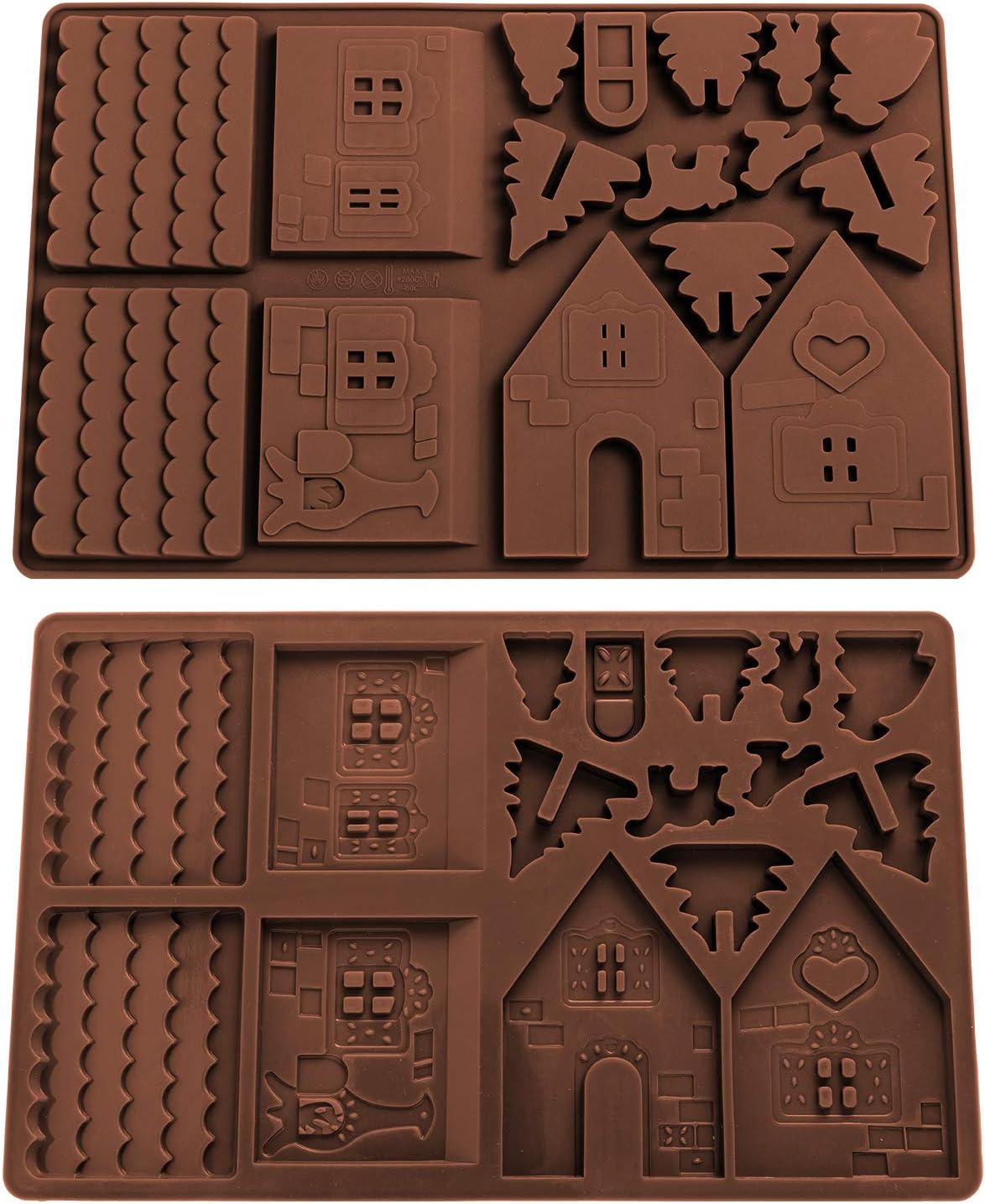 Amazon.com: Whaline 2pcs Christmas Chocolate Candy Mould Gingerbread ...