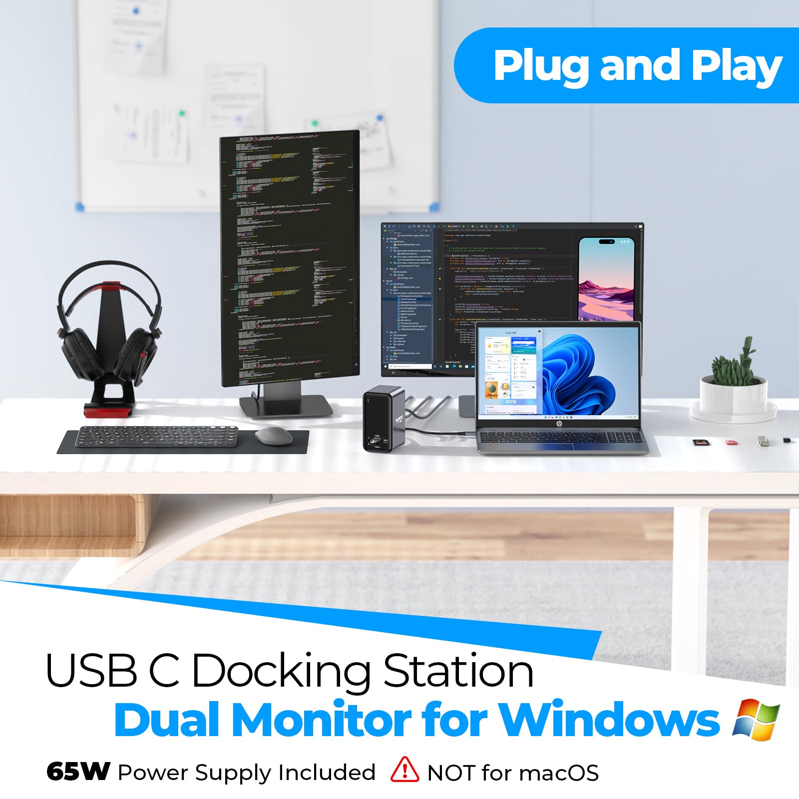 Mua 4URPC USB C Docking Station Dual Monitor, Dual HDMI USB C Dock, Laptop Docking Station with ...