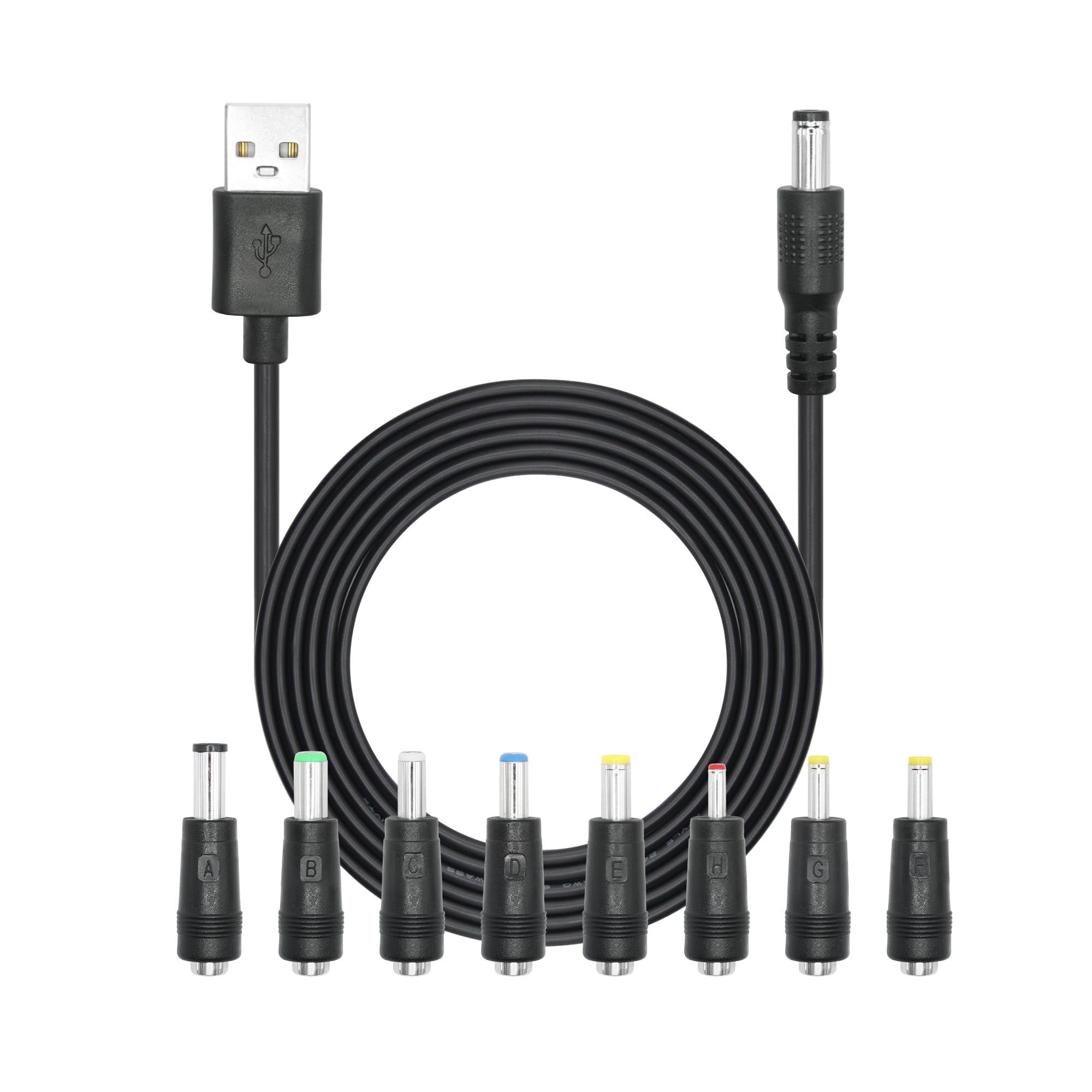 USB to DC 5.5 x 2.1mm Power Cord 2M/6FT, 5V USB 2.0 A Male to DC 5521 ...