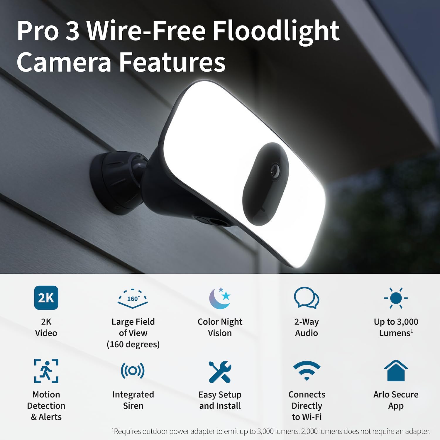 Mua Arlo Pro 3 Wireless LED Floodlight Security Camera 2K HDR, 2000 ...